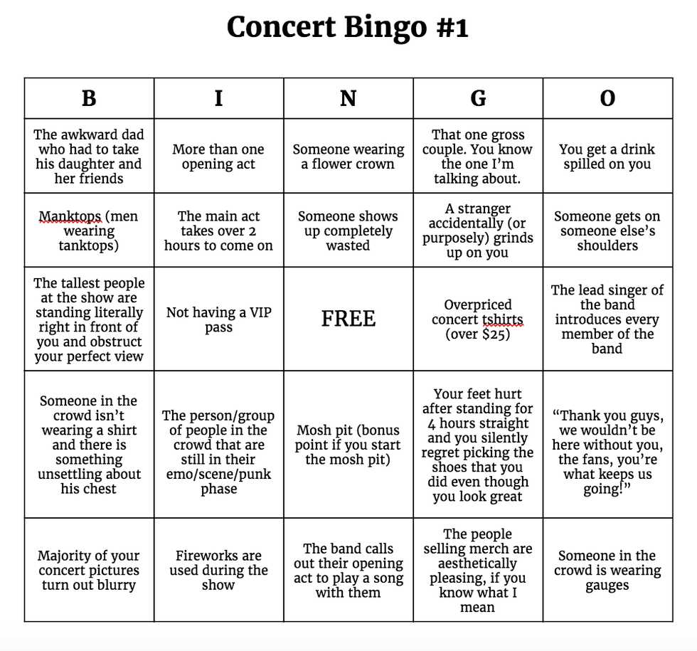 How To Play Concert Bingo