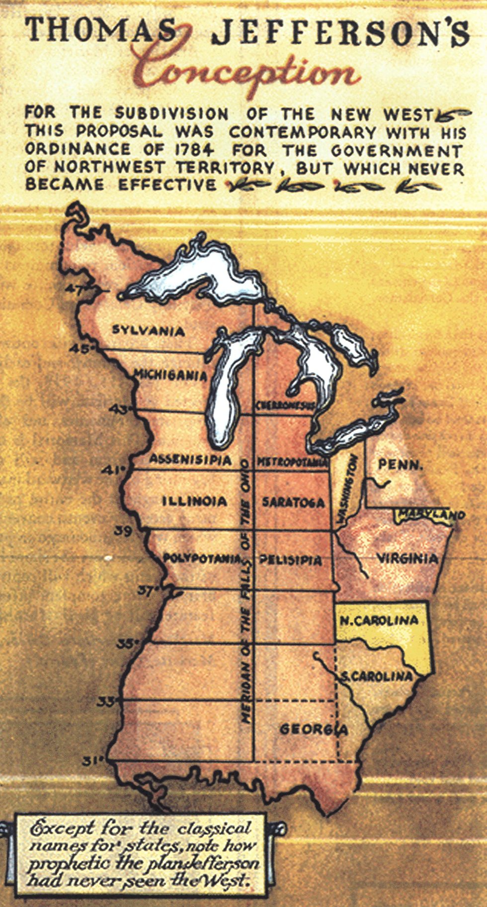 Thomas Jefferson's Proposal for the Western States : r/imaginarymaps