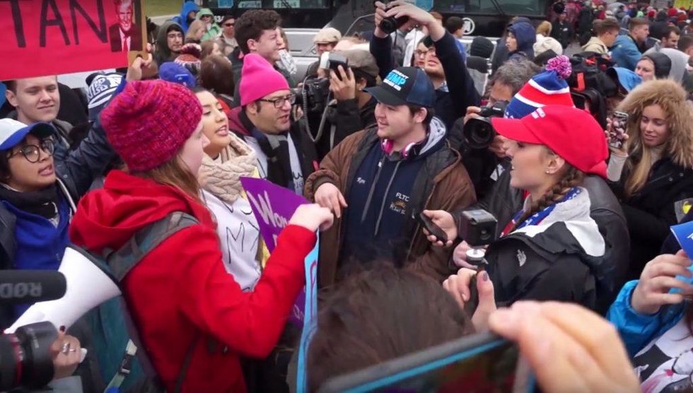 Caught on video: Female Trump supporter's hair set on fire at DC ...