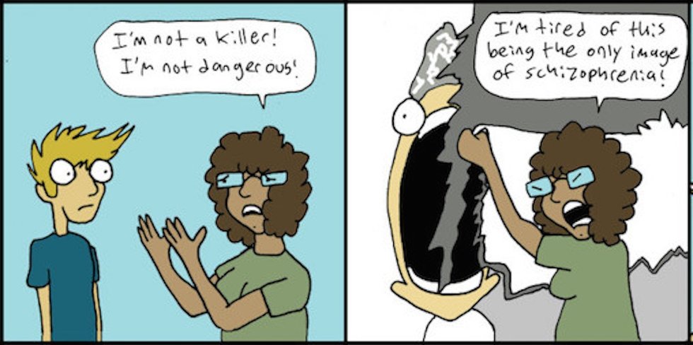 A 29-panel cartoon that explains how some people see schizophrenics ...