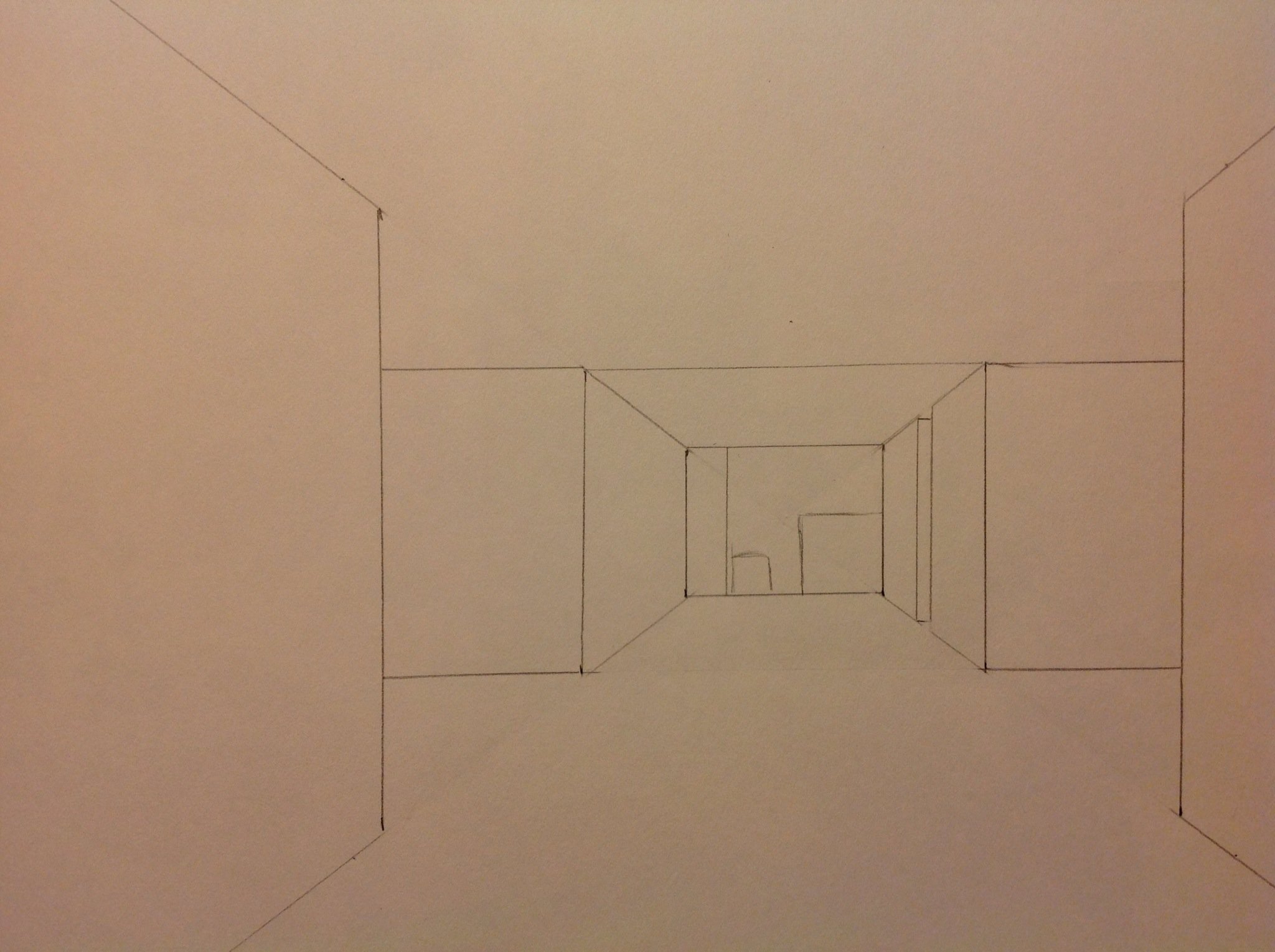 One Point Perspective Drawing Hallway The Vanishing Point Is About The