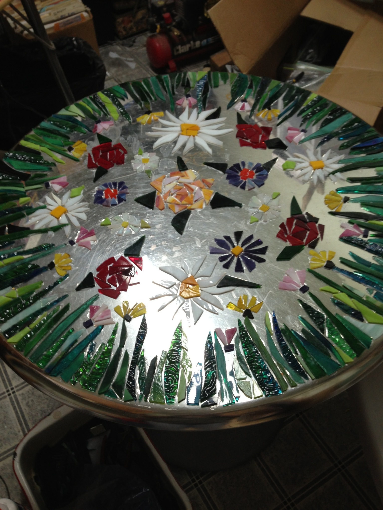 Stained Glass Table Tops Vintage STAINED GLASS Party Patio Outdoor Tea
