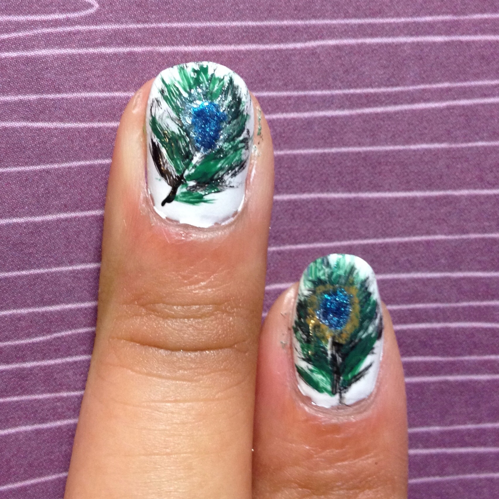 Peacock Feather Nail Design
