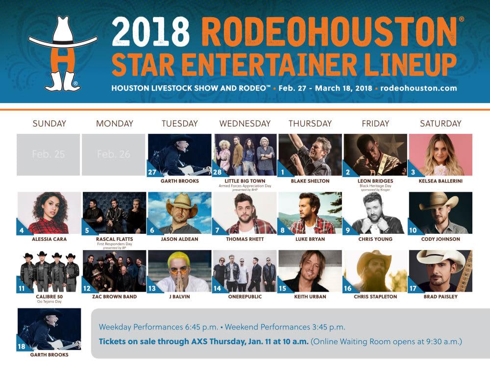 Houston Rodeo 2018 Entertainers Houston Rodeo Entertainment Lineup: