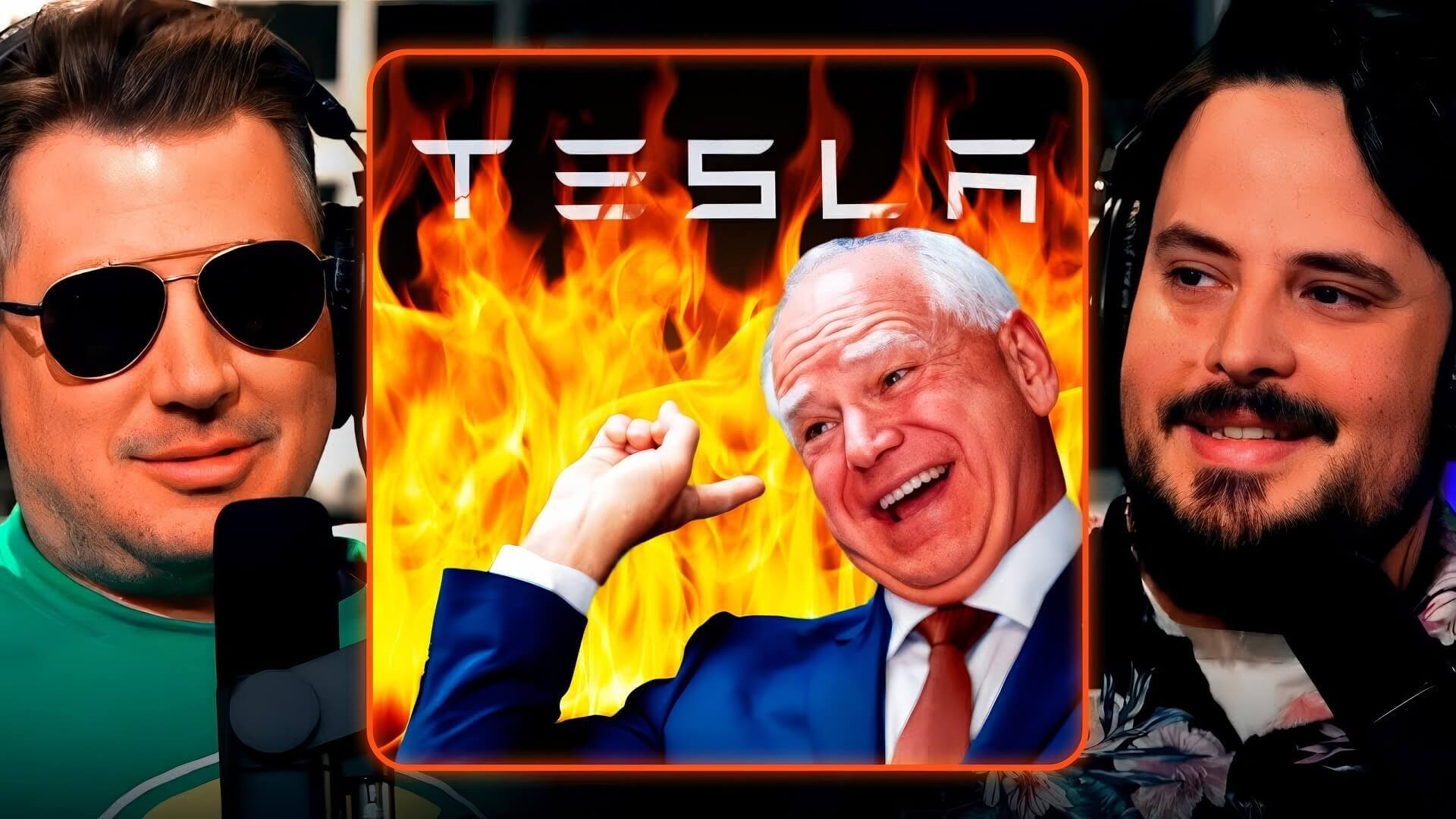Tim Walz cheers Tesla troubles as leftists embrace domestic terror