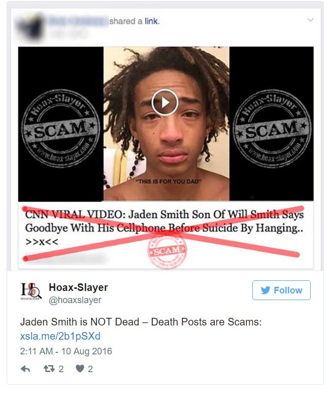 FYI: Jaden Smith is NOT Dead