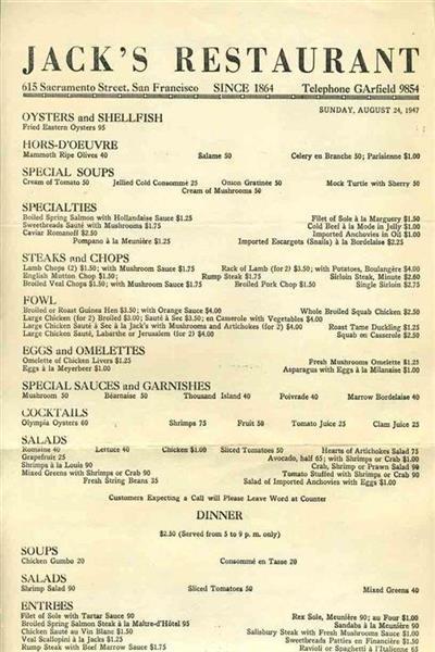 #TBT: Vintage Restaurant Menus Reveal San Francisco Foodie Trends ...